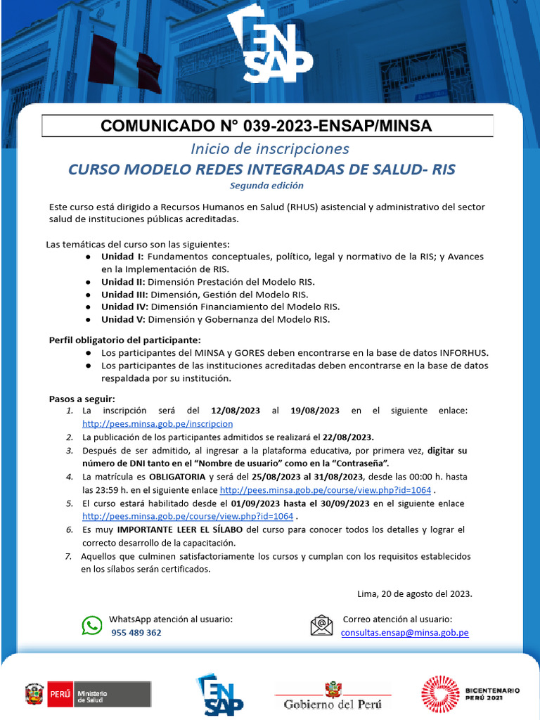 Inscripciones Curso Modelo RIS 2023 | PDF | Crecimiento personal y profesional | Finanzas y dinero