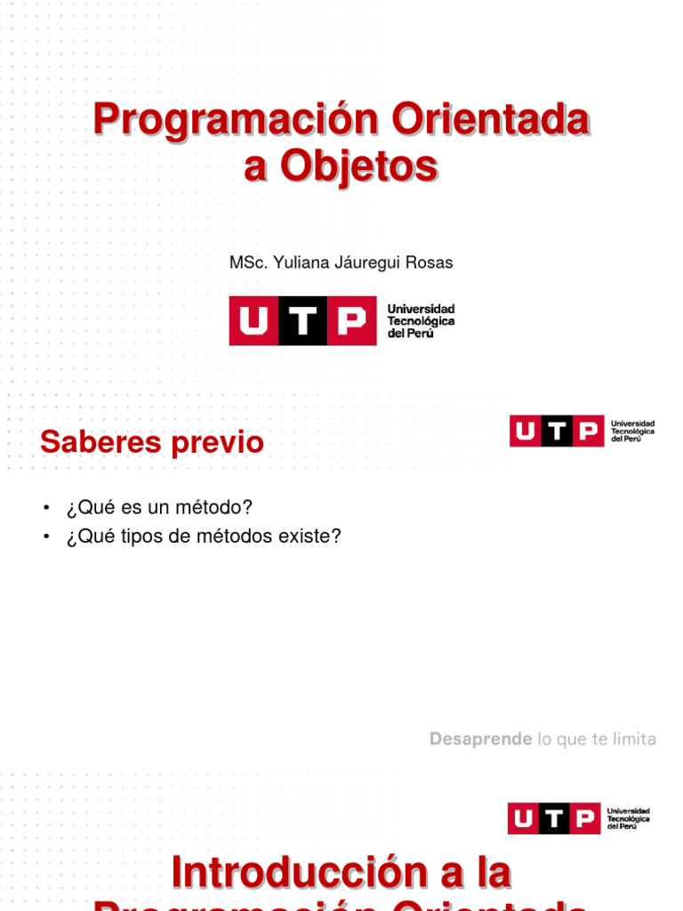 S01 S1 Introdución A La Programacion Orientada A Objetos Pdf Objeto Informática