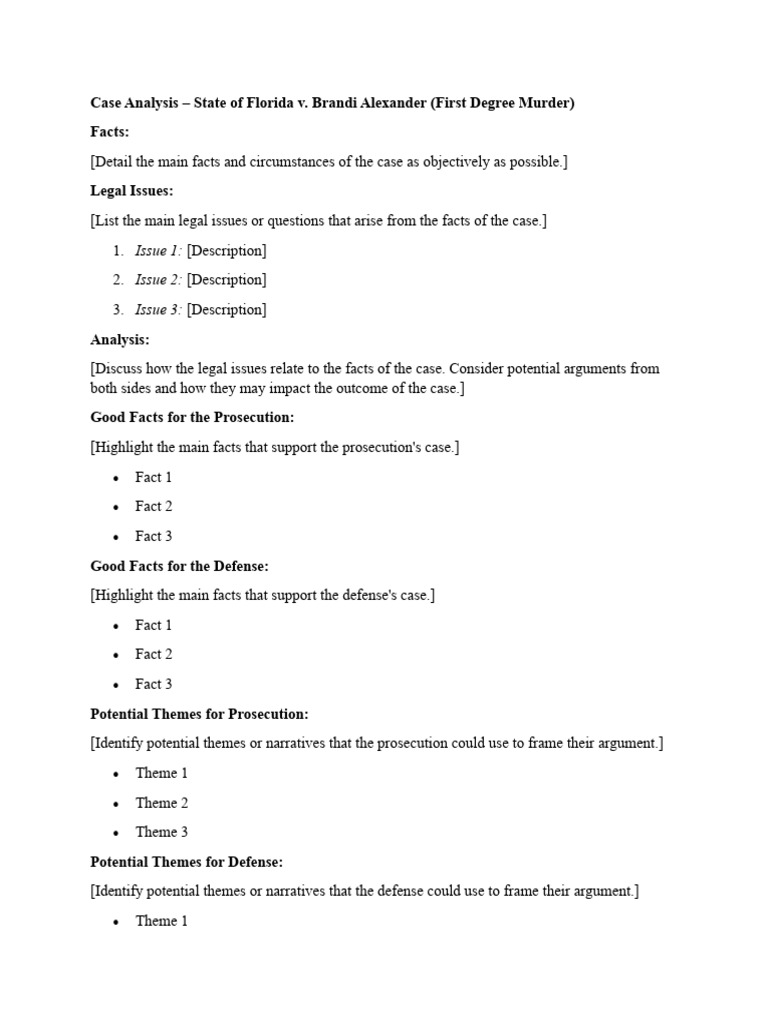 Case Analysis Template | PDF