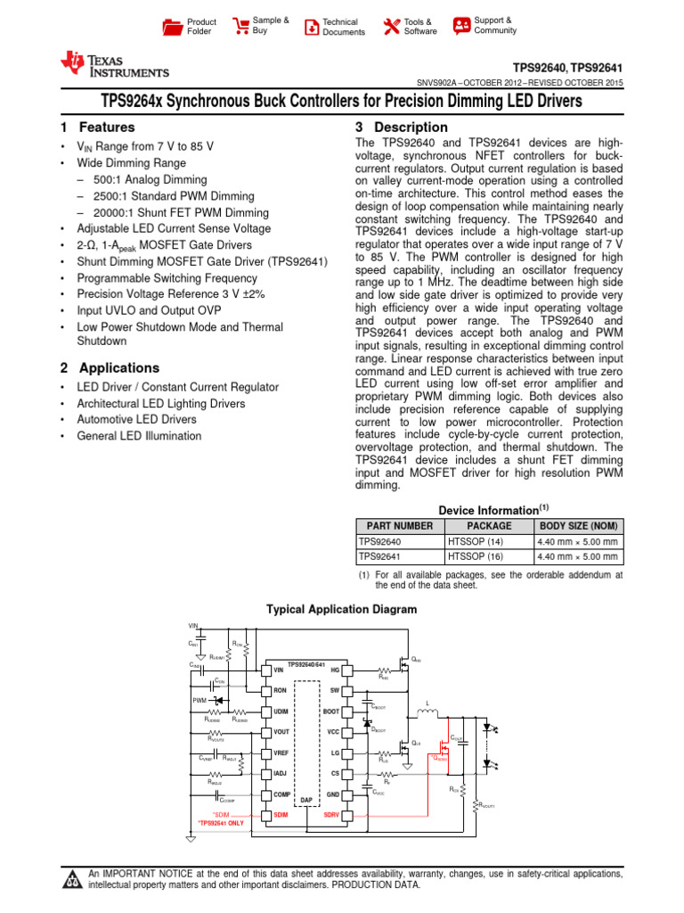 TPS92641 Buck | PDF | Mosfet | Electrical Components