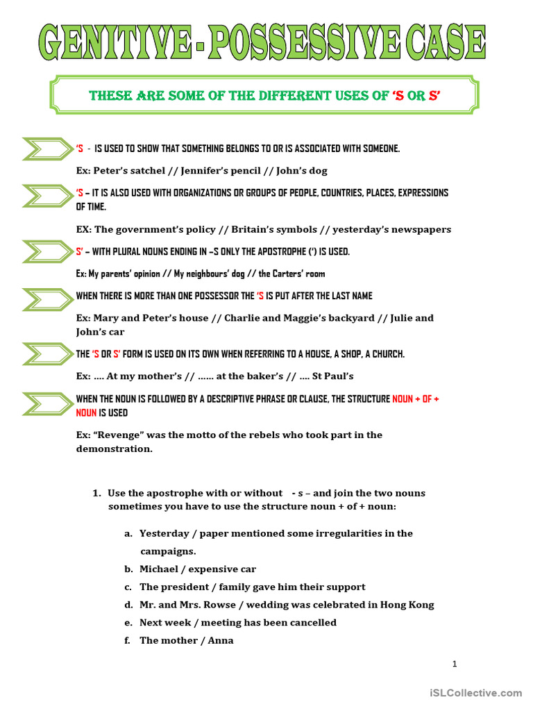 Genitive + Possessive Case | PDF | Human Communication | Morphology