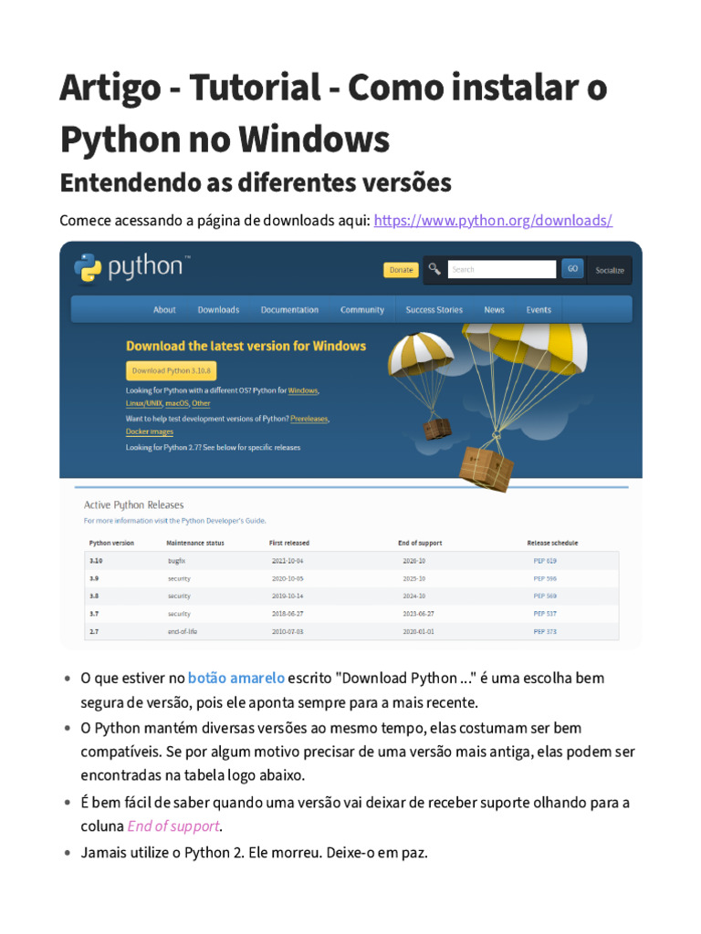 Artigo - Tutorial - Como Instalar o Python No Windows | PDF