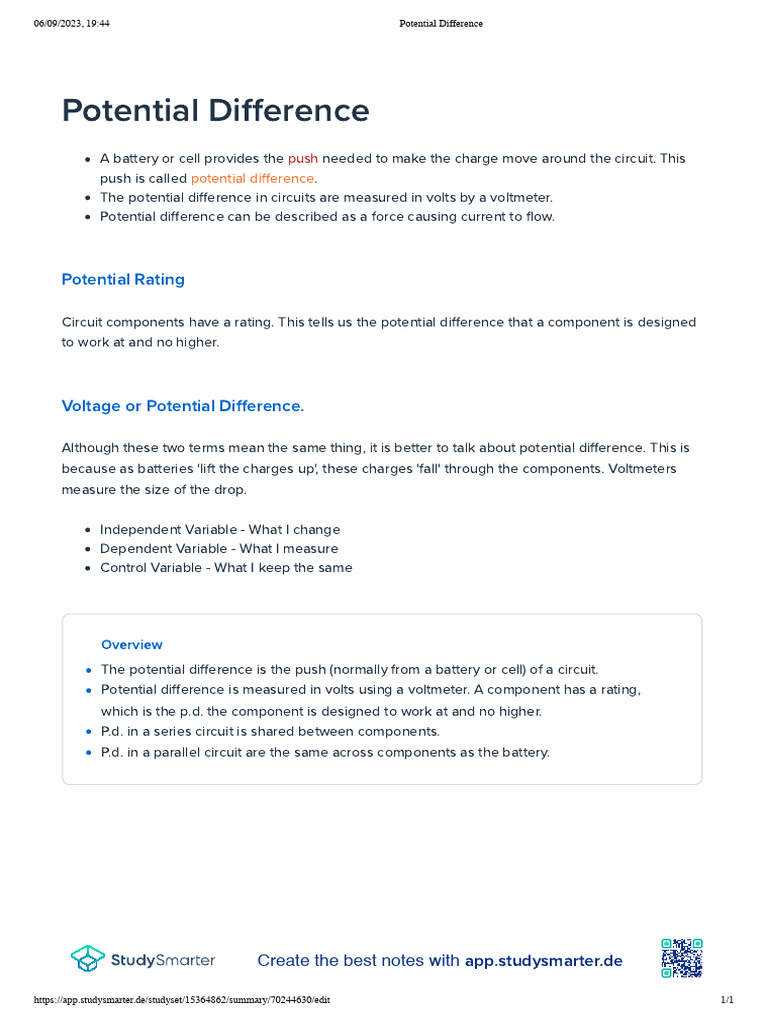 Potential Difference