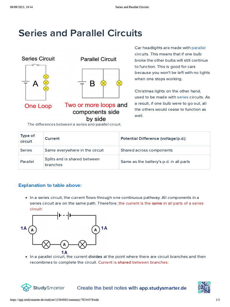 Series and Parallel Circuits | PDF | Series And Parallel Circuits | Voltage