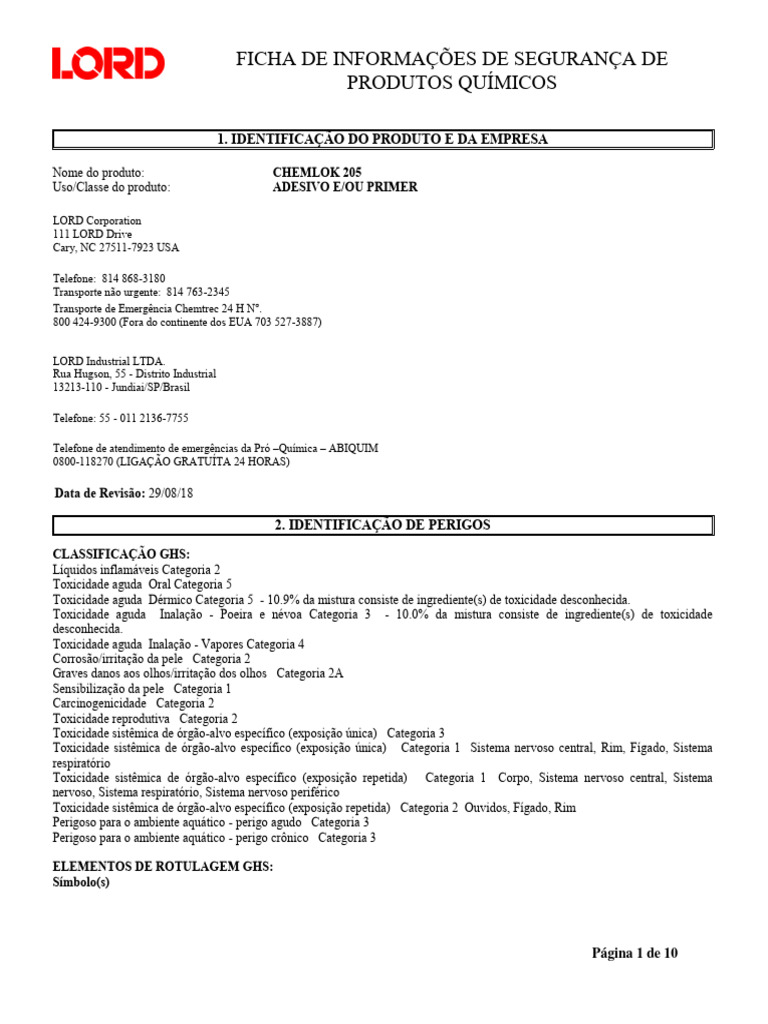 Chemlok 205 (29.08.18) | PDF | Primeiros socorros | Química