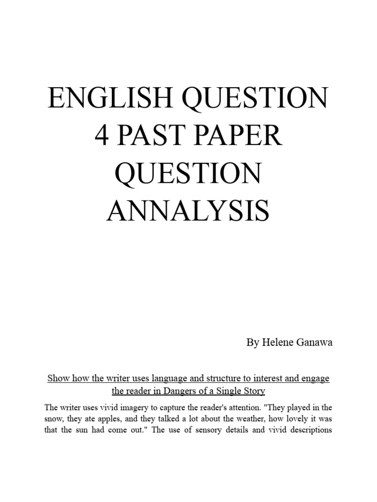 English Question 4 Past Paper Question Annalysis | PDF | Narrative ...