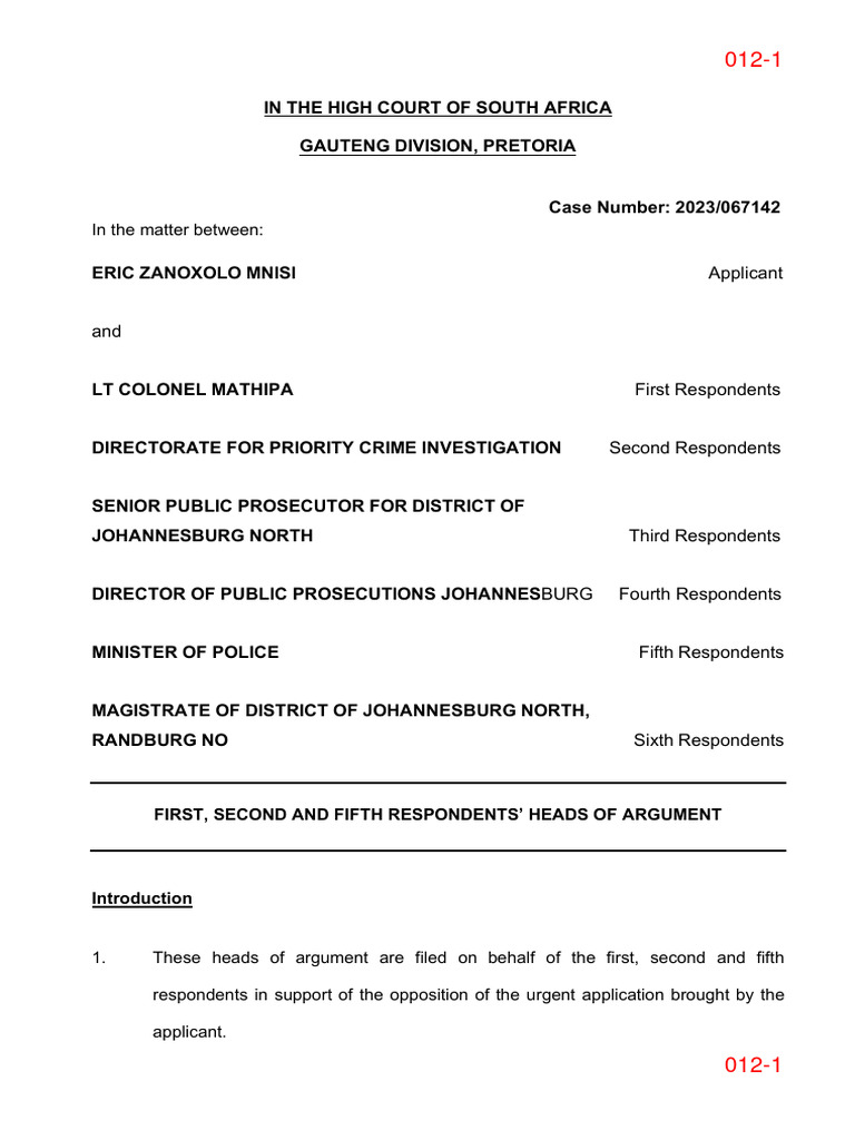 Heads of Argument: Mathipa Case Review | PDF | Criminal Procedure In ...