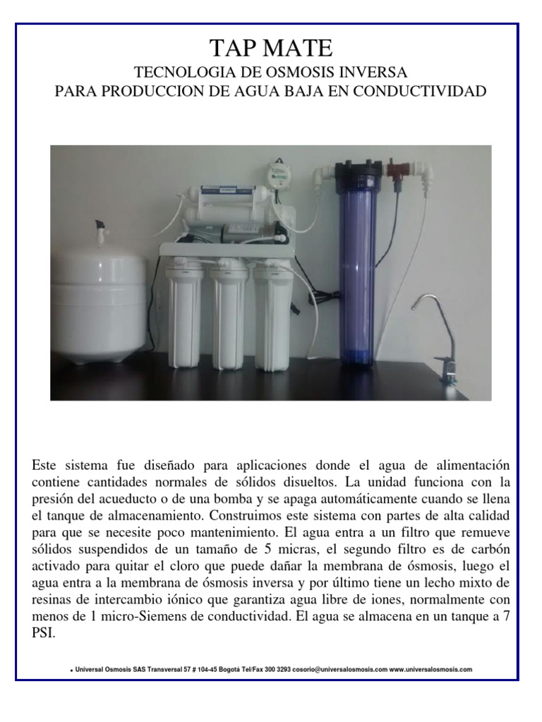 Tap Mate 100 Ev | PDF | Ósmosis | Agua