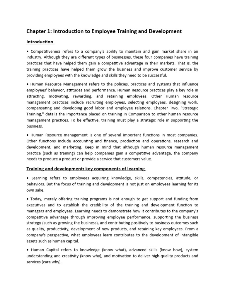 Chapter 1 Training Amd Development | PDF | Apple Inc. | Human Capital