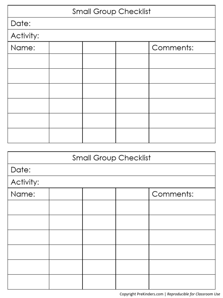 Small Group Checklist | PDF