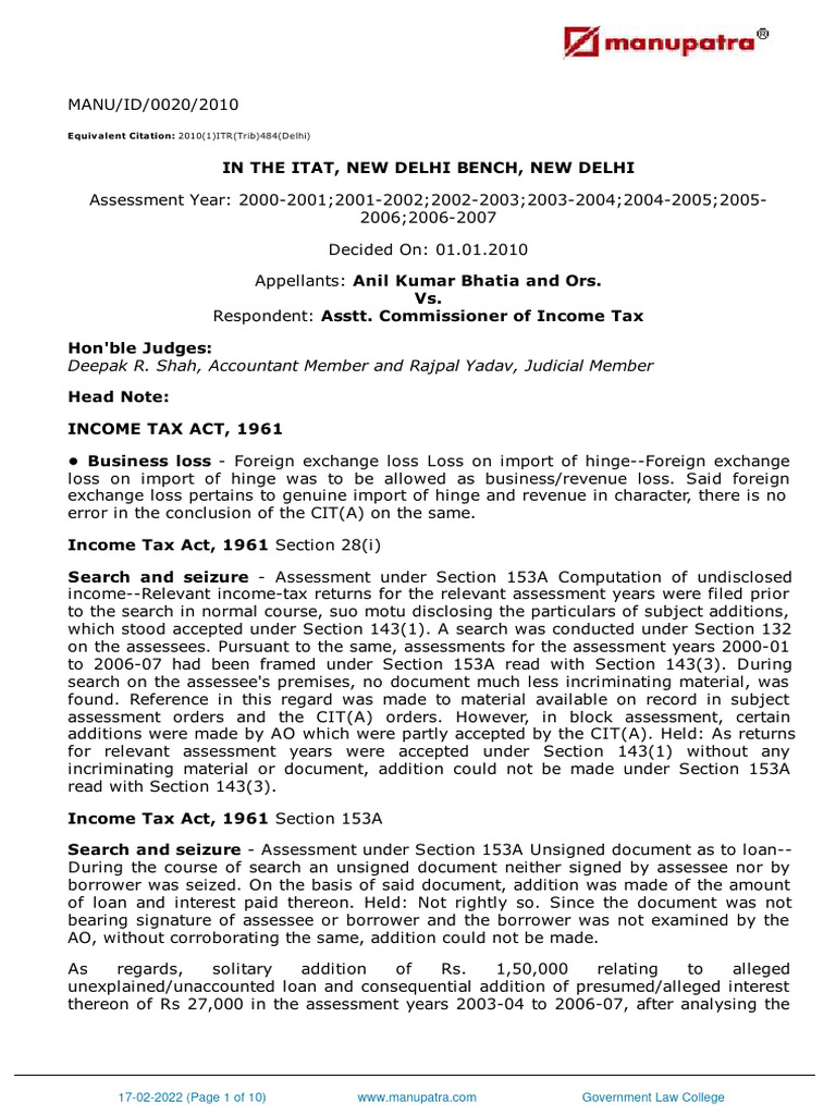 Anil Kumar Bhatia and Ors Vs Asstt Commissioner ofID100010COM554512 ...