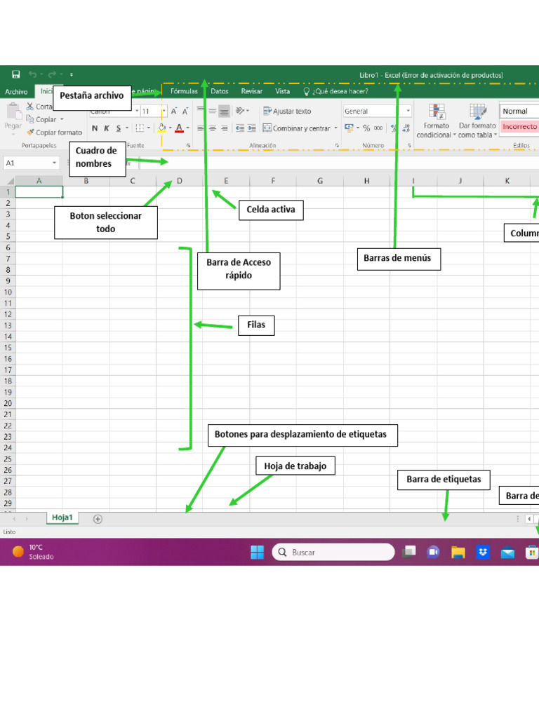 Elementos de la interfaz de Excel | PDF | Informática