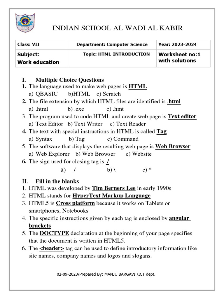 Class7HTML - Introduction WS1 | PDF | Html | World Wide Web