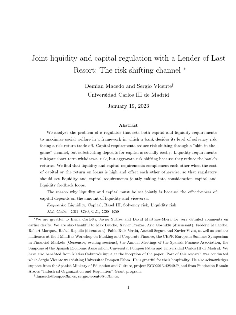 Liquidity Capital | PDF | Market Liquidity | Lender Of Last Resort