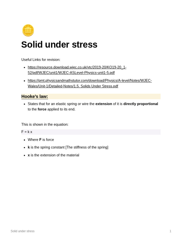 Solid Under Stress | PDF | Elasticity (Physics) | Young's Modulus