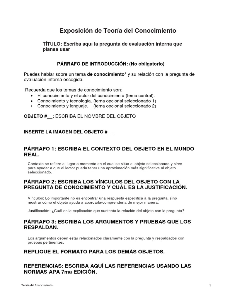 Plantilla Construcción Exposición TdC | PDF | Conocimiento | Evaluación