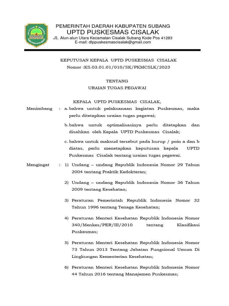 1.3.2 SK Uraian Tugas Pegawai | PDF