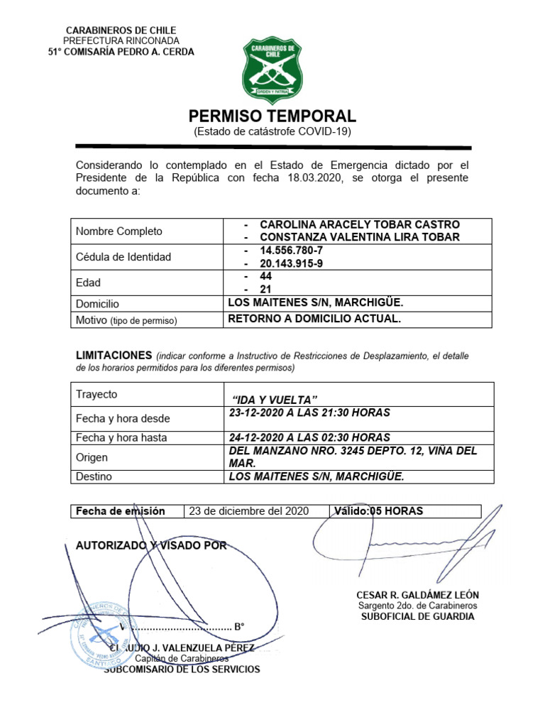 Permiso Temporal 2 | PDF