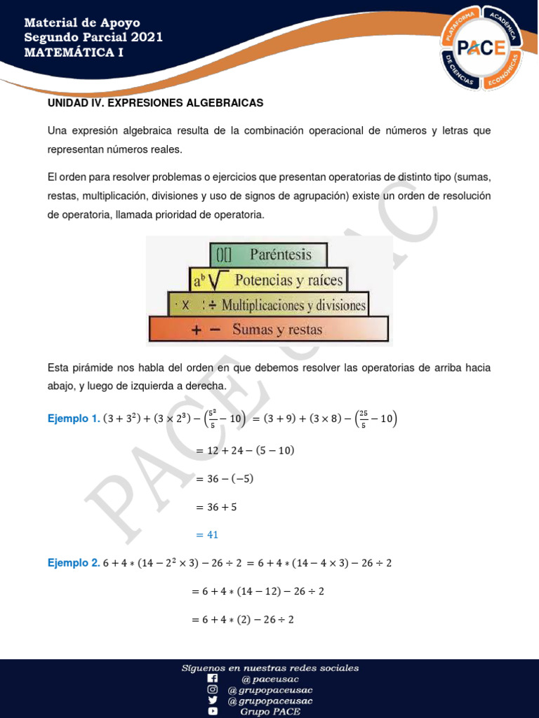 Copia de Material de Apoyo Matemática I 2do. Parcial | PDF ...
