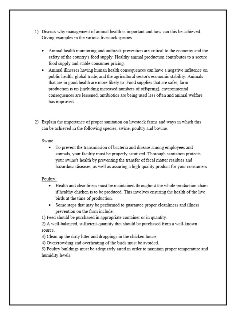 Animal Health Assignment #3 | PDF | Food Security | Livestock