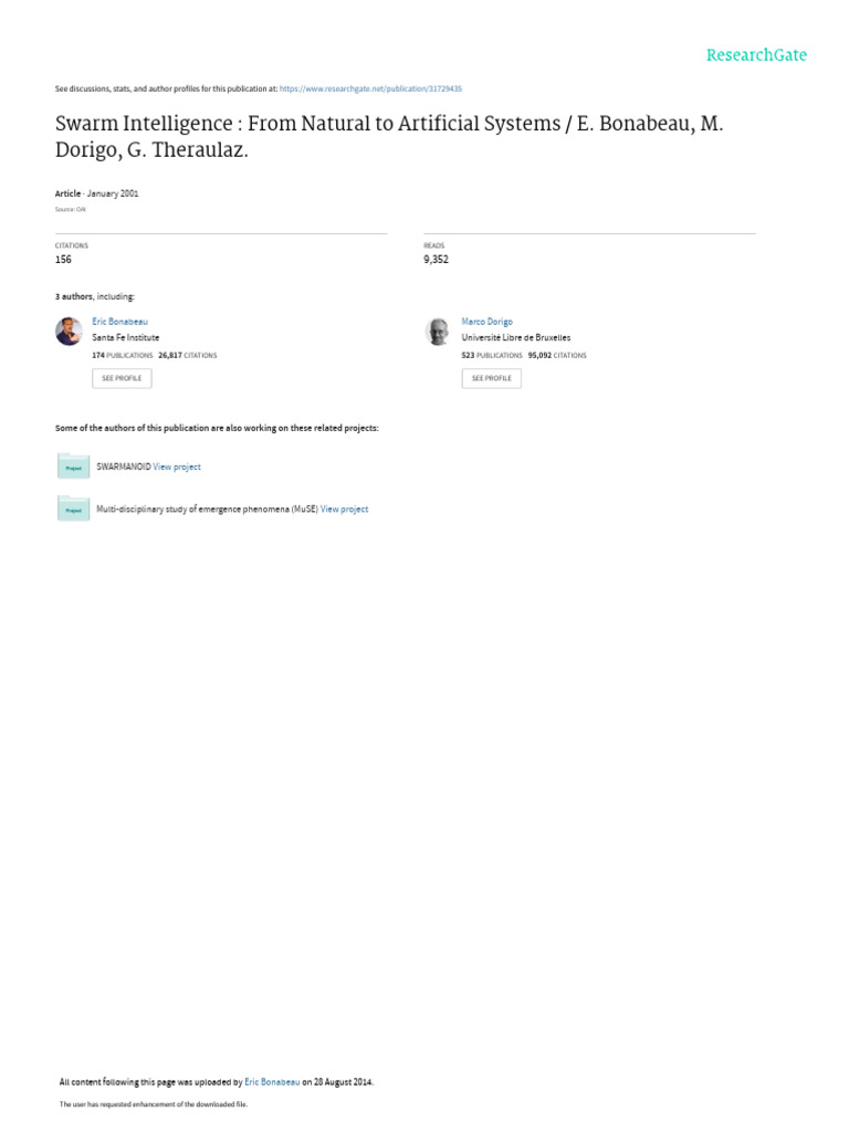 Swarm Intelligence From Natural To Artificial Syst | PDF | Emergence | Systems Theory