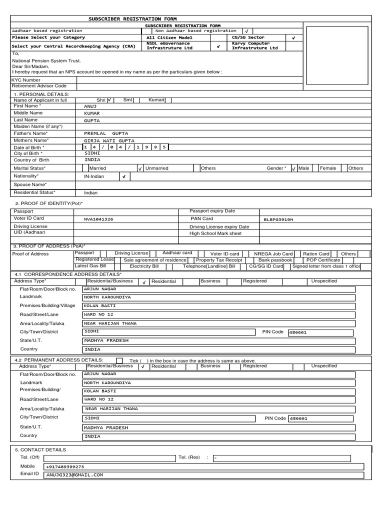 Nps S1Form | PDF | Financial Services | Investing