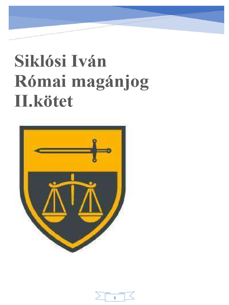 Római Jog II Siklósi Iván | PDF