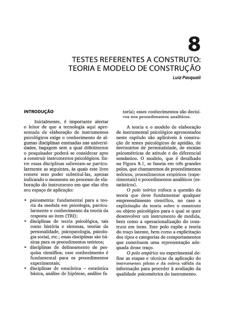 Pasquali - Capítulo 8 | PDF | Psicologia | Teoria