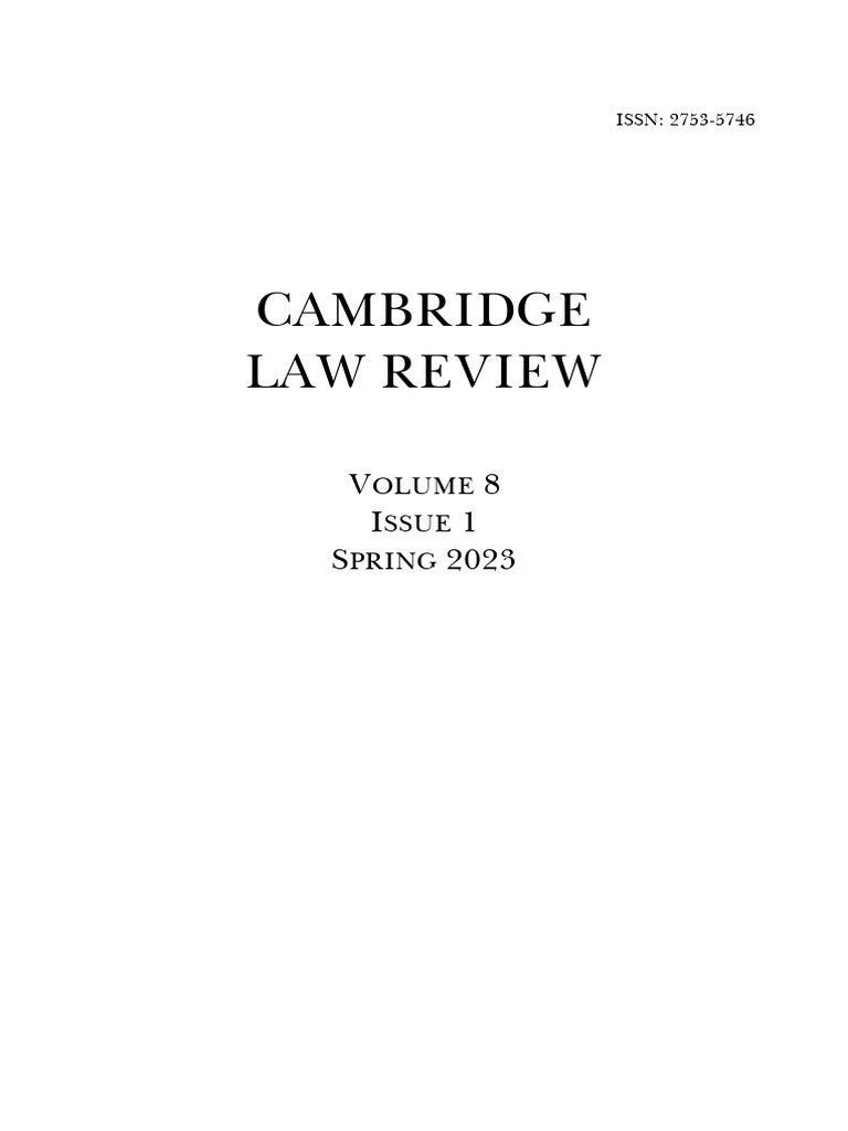 Cambridge Law Review: Spring 2023 Issue | PDF | Tort | Burden Of Proof ...