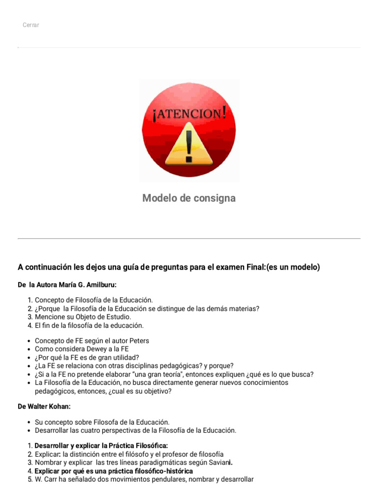 Consignas Modelo | Descargar gratis PDF | John Dewey | Maestros