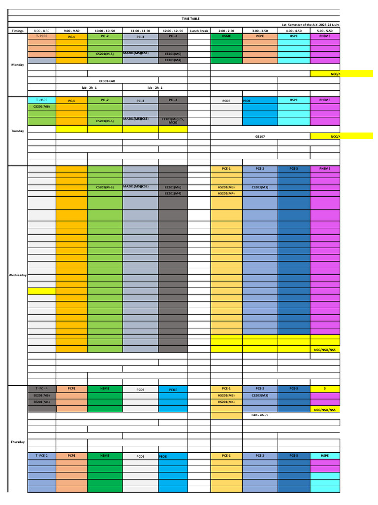 2023-24 Semester 1 Class Schedule | PDF