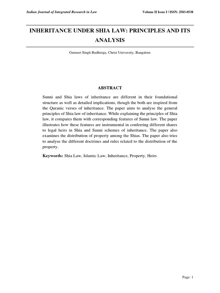 Shia Inheritance Law: Principles Explained | PDF | Inheritance ...