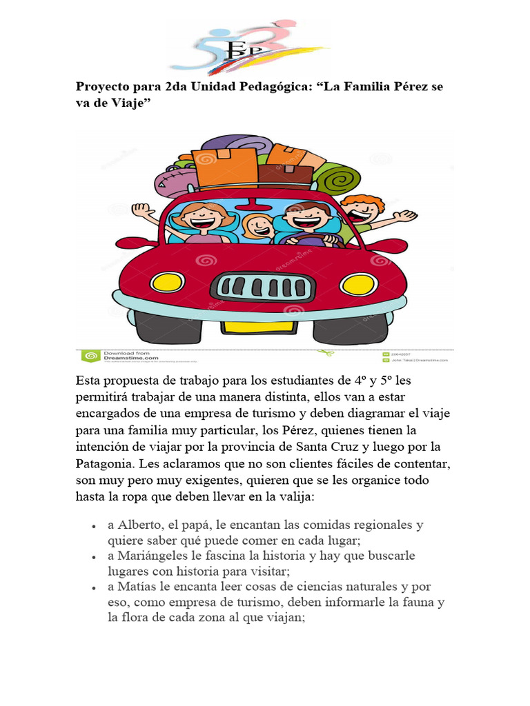 Proyecto para 2da El Viaje de La Familia Pérez. | PDF | Escritura ...