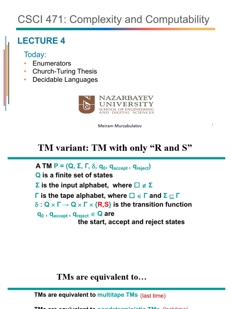 Csci471 Intro Lecture 4 Pdf Algorithms Computability Theory