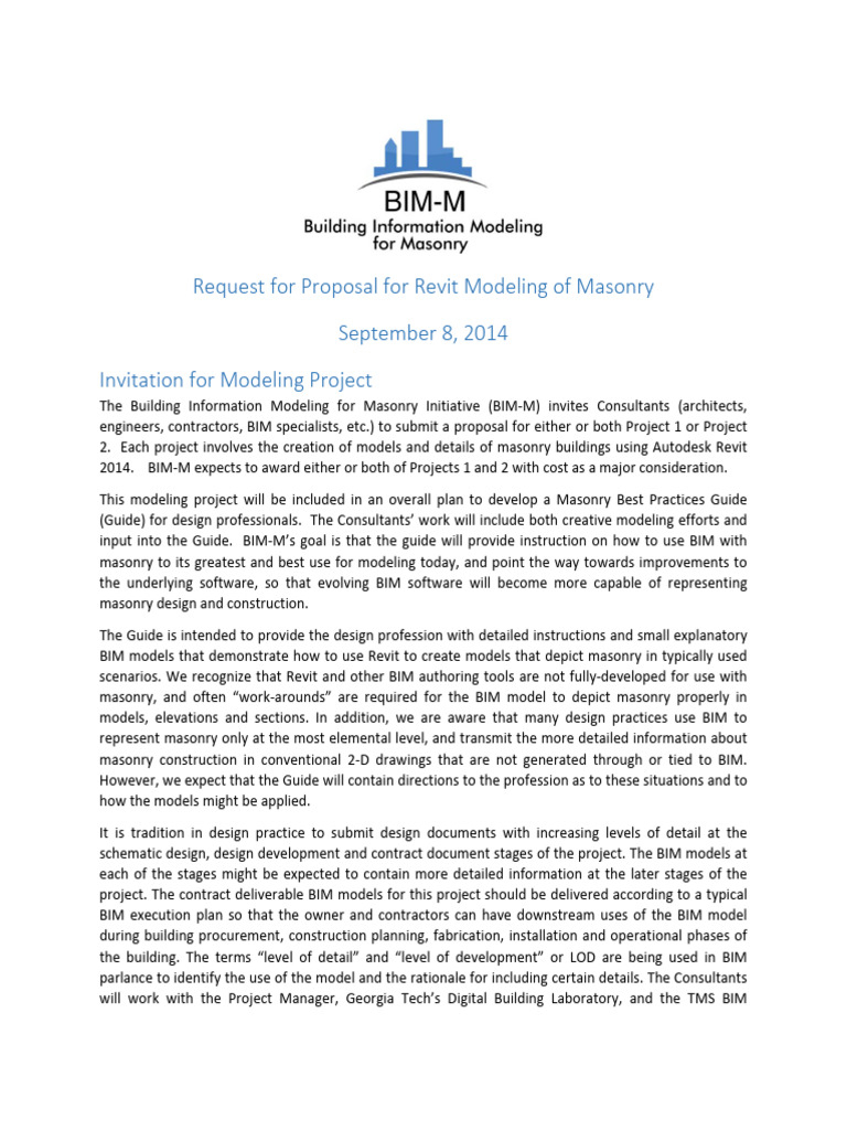Request For Proposal For Revit Modeling of Masonry | PDF | Building ...