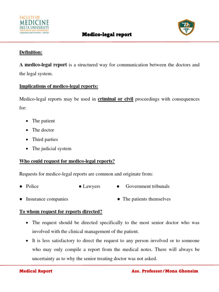 L1,2 Medicolegal Report | PDF | Informed Consent | Discovery (Law)
