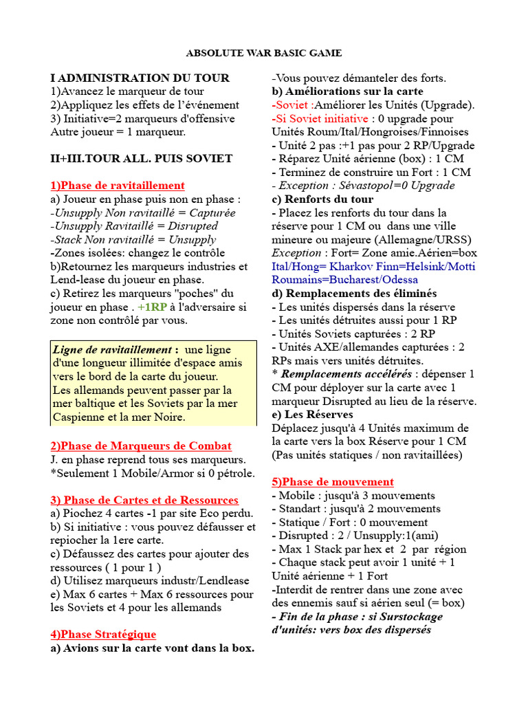 Règles du Jeu de Guerre Absolute War | PDF | Défenseur (football ...