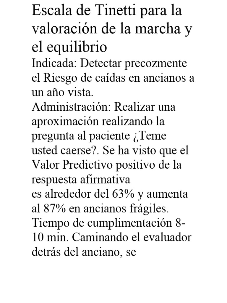 Escala de Tinetti para La Valoración de La Marcha y El Equilibrio | PDF | Medicina CLINICA