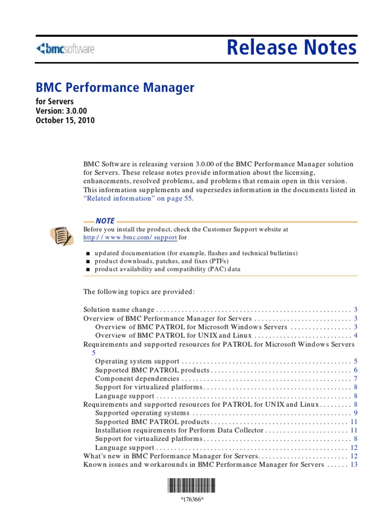 BMC PATROL For Servers Release Notes | PDF | Component Object Model ...