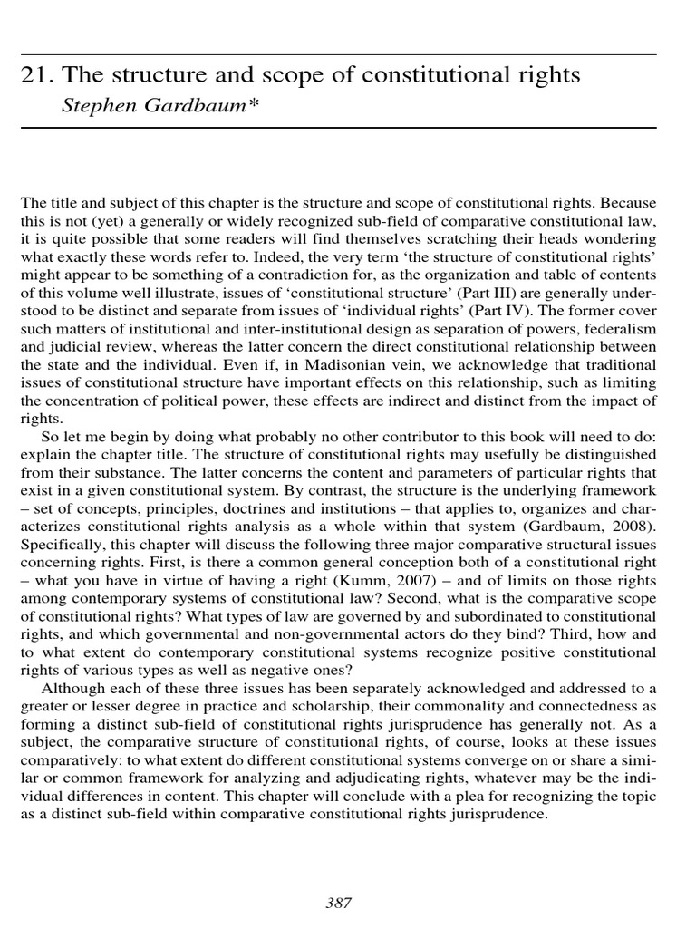 Mestrado - GARDBAUM, Stephen. The Structure and Scope of Constitutional ...