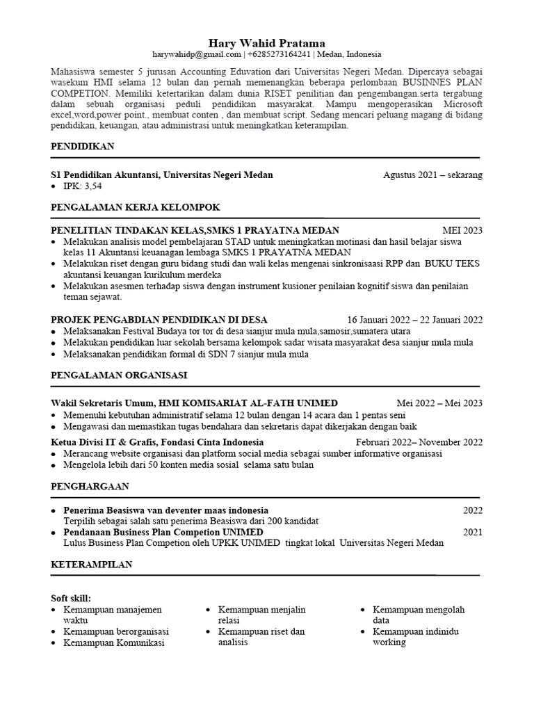 Profil Mahasiswa Akuntansi UNIMED | PDF