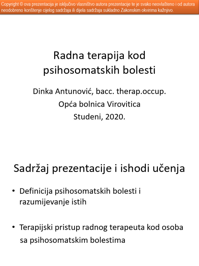 33 - Radna Terapija Kod Psihosomatskih Bolesti | PDF