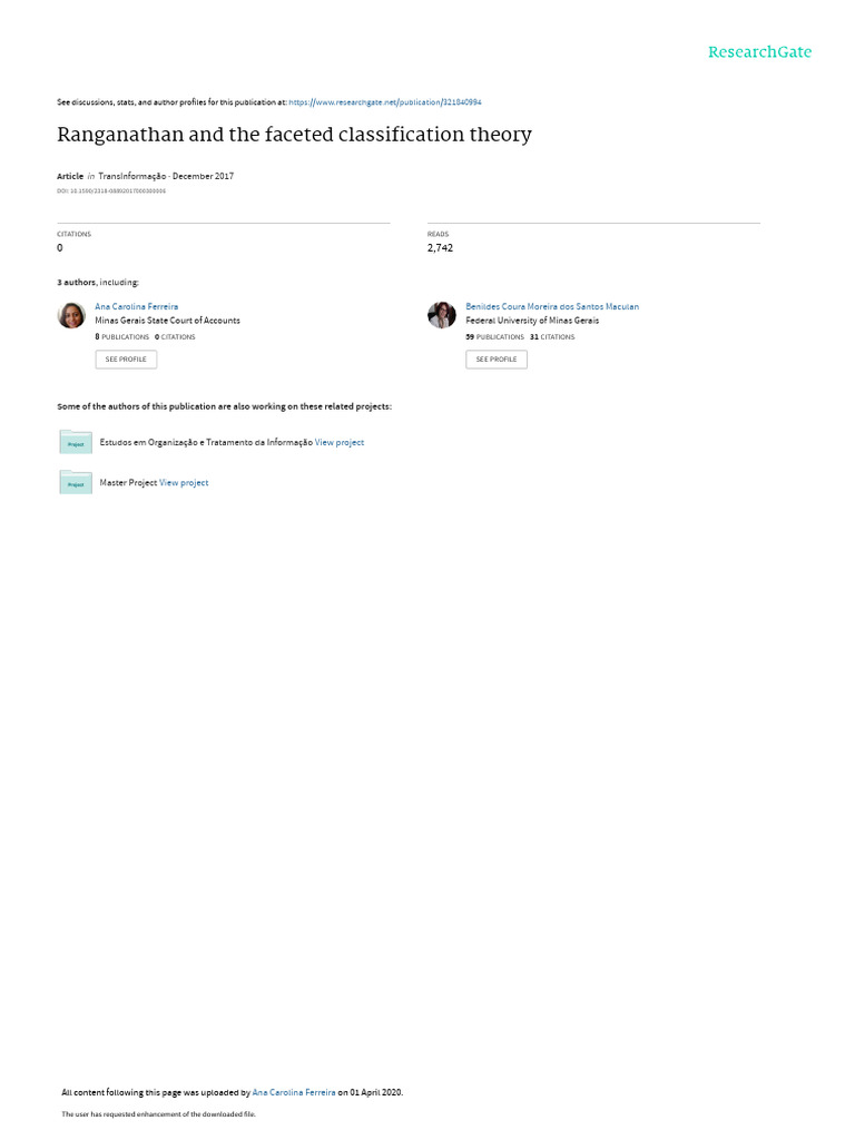 Ranganathan And The Faceted Classification Theory Download Free Pdf Library Science