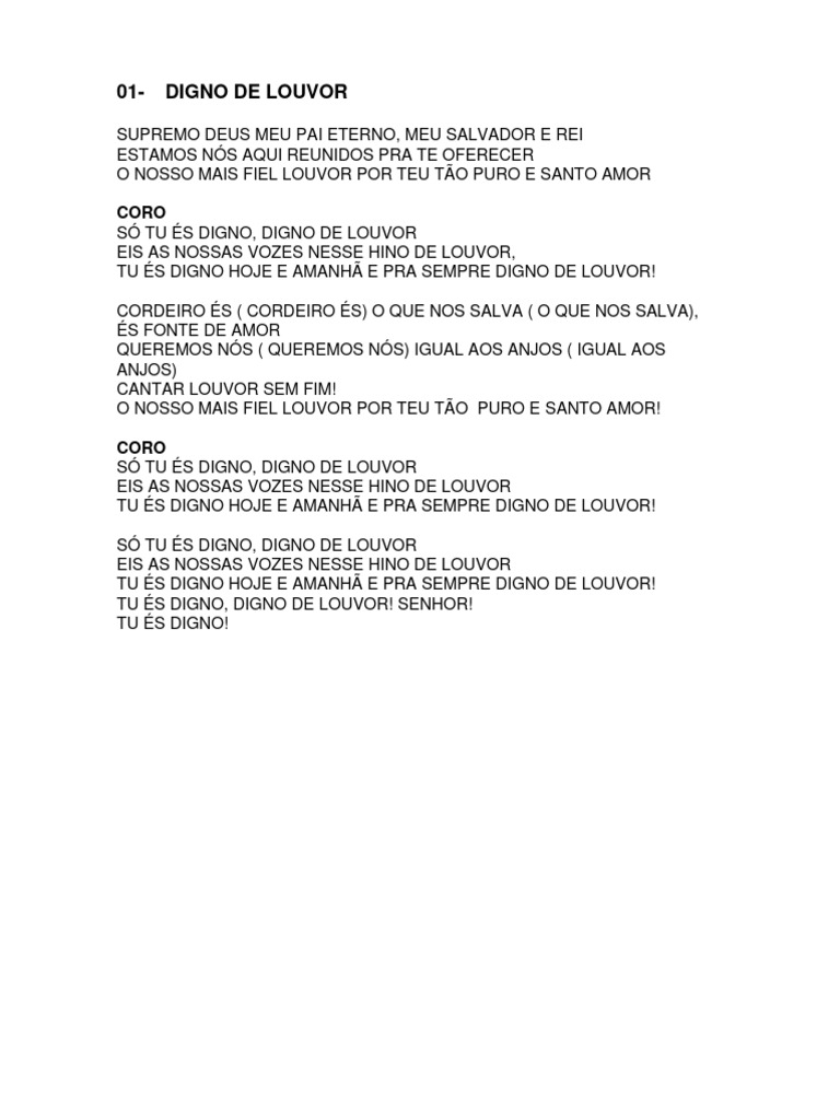 Hinos de Louvor e Adoração a Deus | PDF | Jesus | Amor