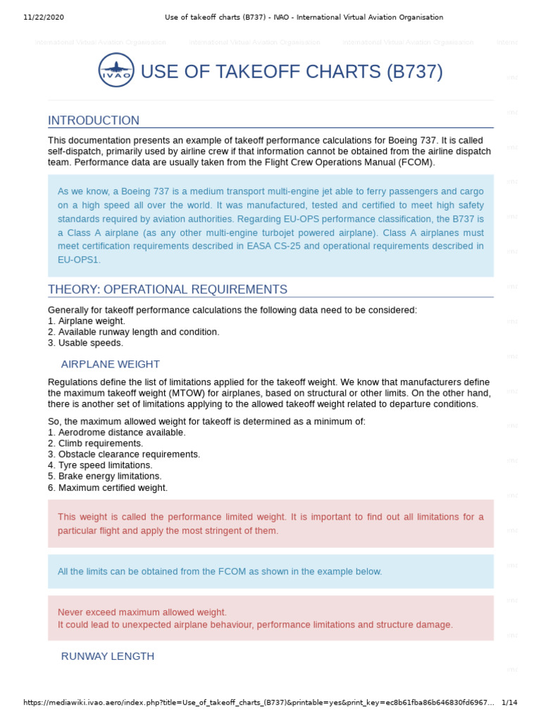Use of Takeoff Charts (B737) | PDF | Takeoff | Runway