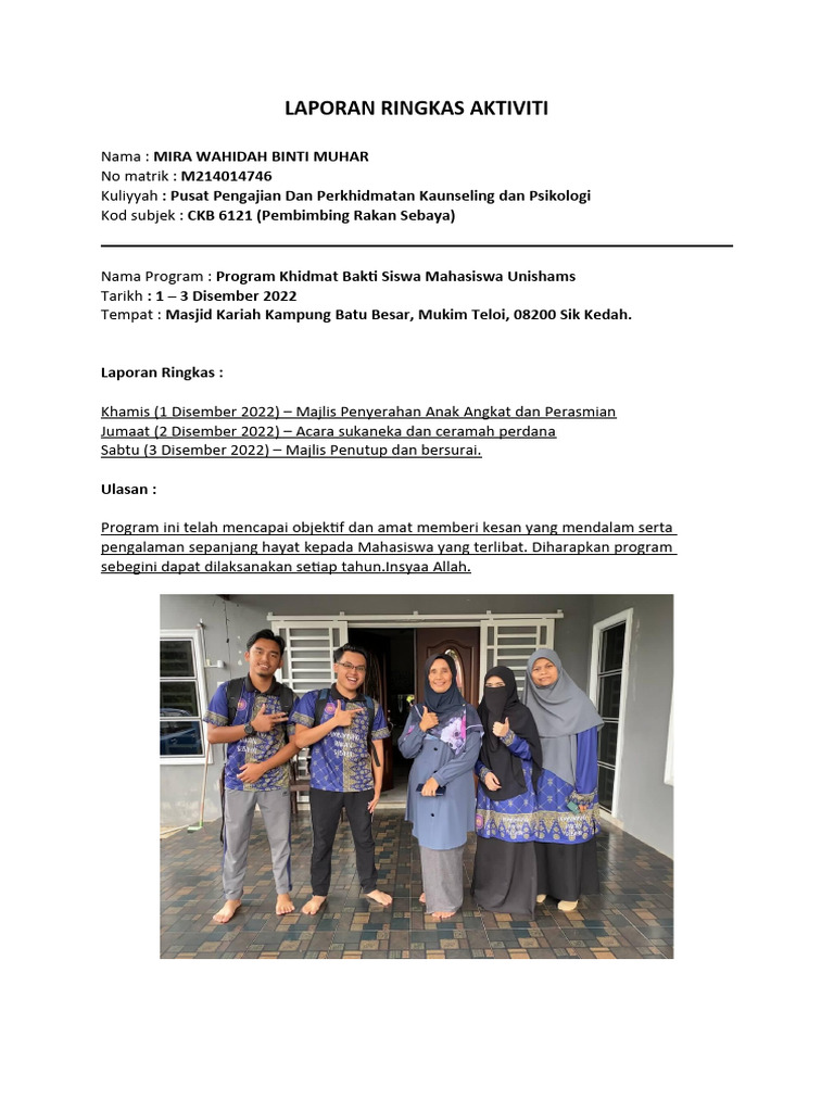 Laporan Ringkas Aktiviti | PDF