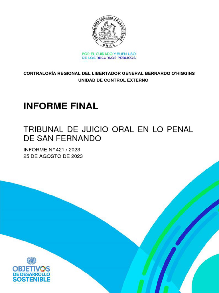 Informe Final N°421-2023-Tribunal de Juicio Oral en Lo Penal de San ...