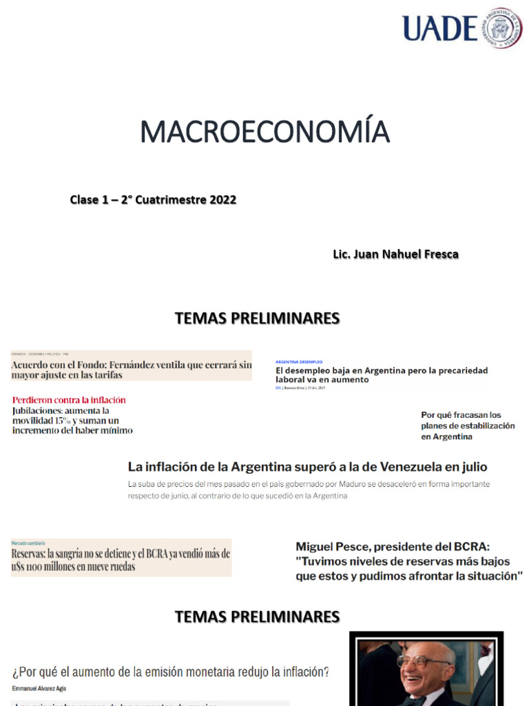 Macroeconomía Clase 1 Pdf Costo De La Vida Producto Interno Bruto