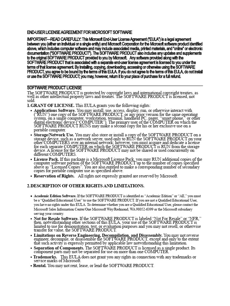 Eula Age of Empires 1 | PDF | License | Software