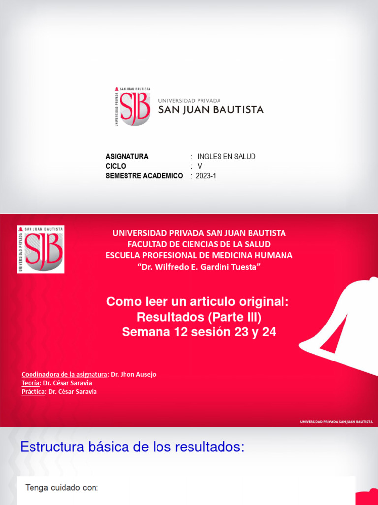 Semana 12 Sesión 23 y 24 Como Leer Un Artículo Original-Resultados ... Semana 12 Sesión 23 y 24 Como Leer Un Artículo Original-Resultados ...